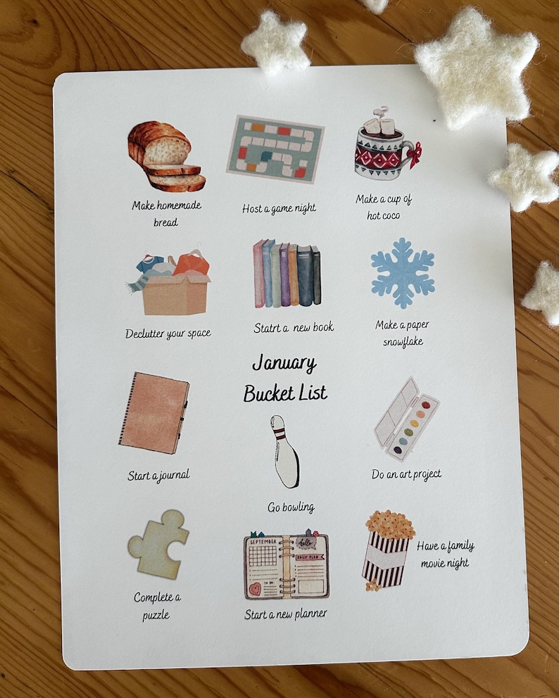 Digital January Bucket List - Etsy