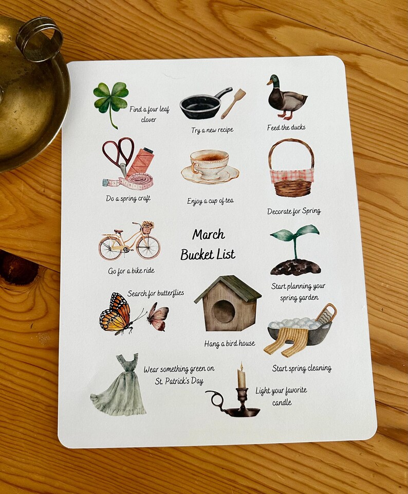 Digital March Bucket List - Etsy