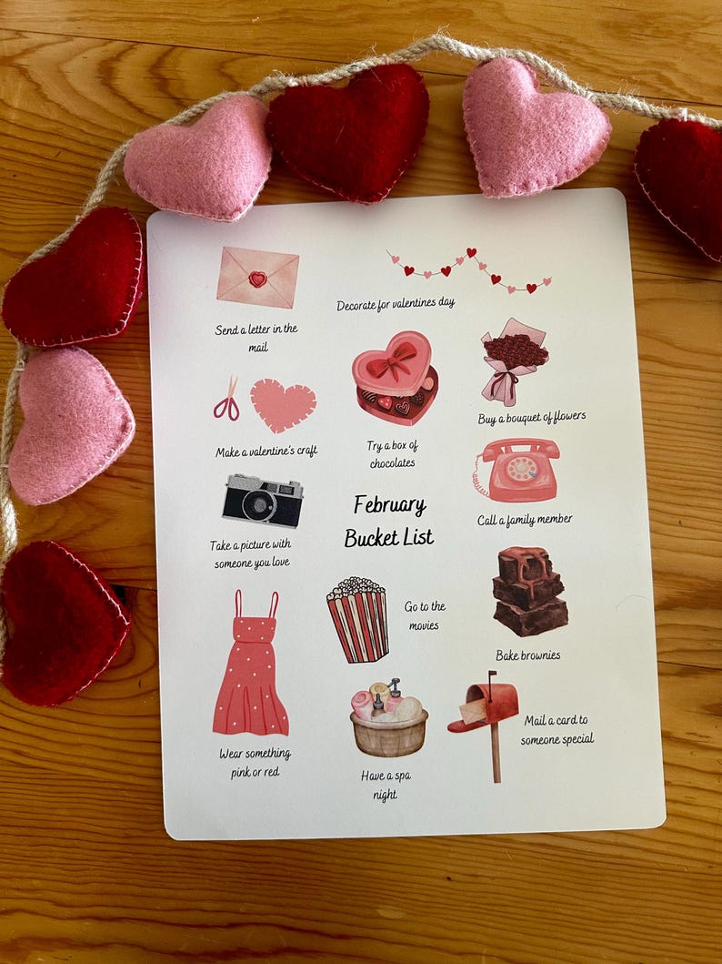 Digital February Bucket List - Etsy