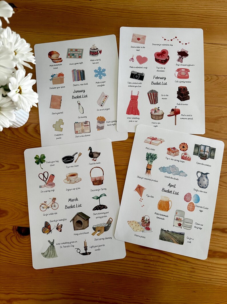 Digital April Bucket List - Etsy