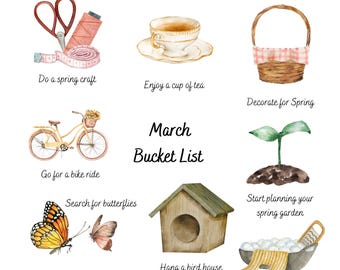 PRINTABLE MARCH Bucket List Checklist Shamrock Spring - Etsy UK