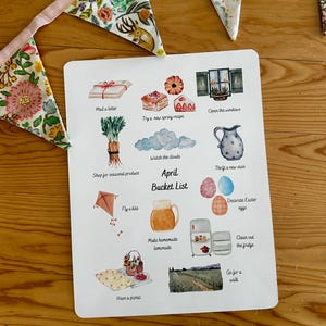 Digital April Bucket List - Etsy