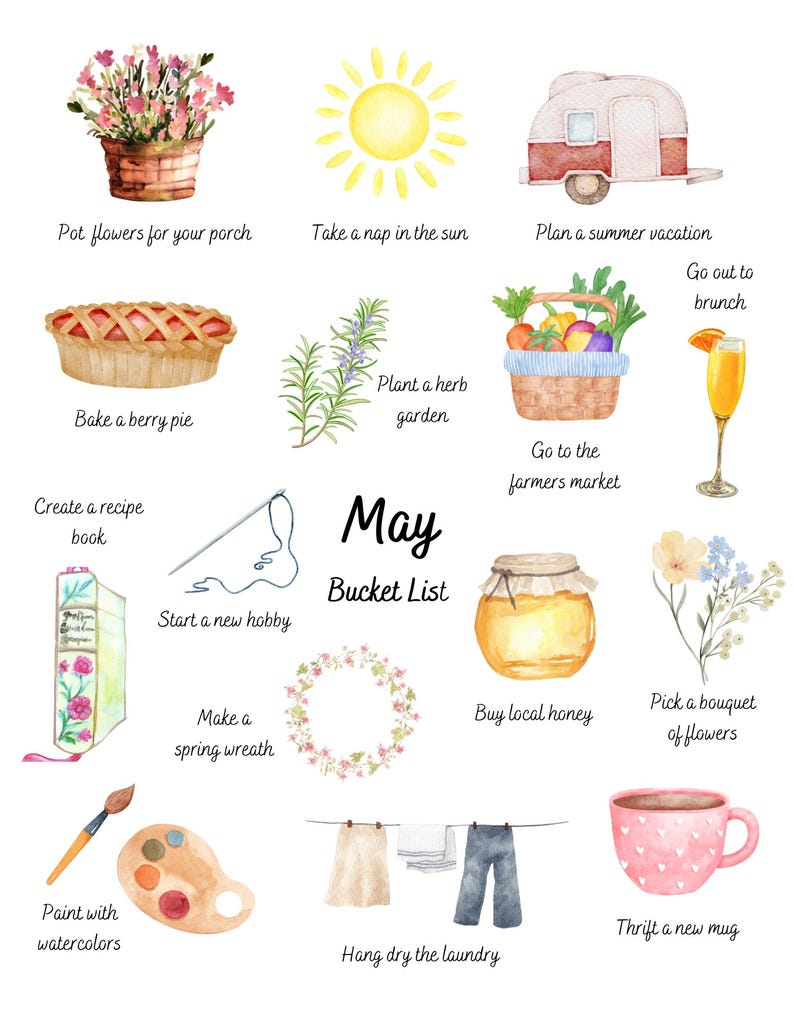 Digital May Bucket List - Etsy