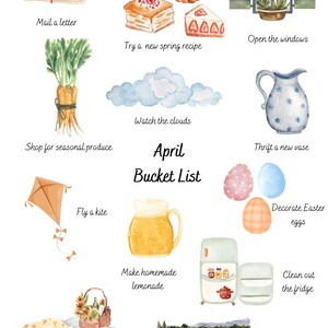 Digital April Bucket List - Etsy