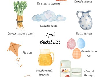 Cute Aesthetic April Bucket List | Instant Digital Download - Etsy