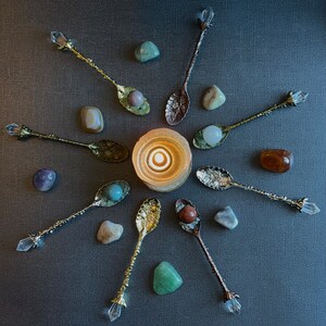 Quartz Crystal Point Witchy Spoons / Spoons With Gemstone Mushrooms ...