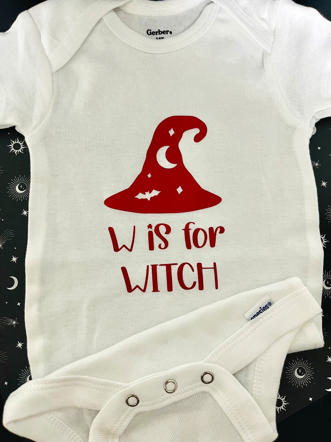 Witchy Baby Clothes / W is for Witch / Goth Baby Bodysuit / Gerber Baby ...