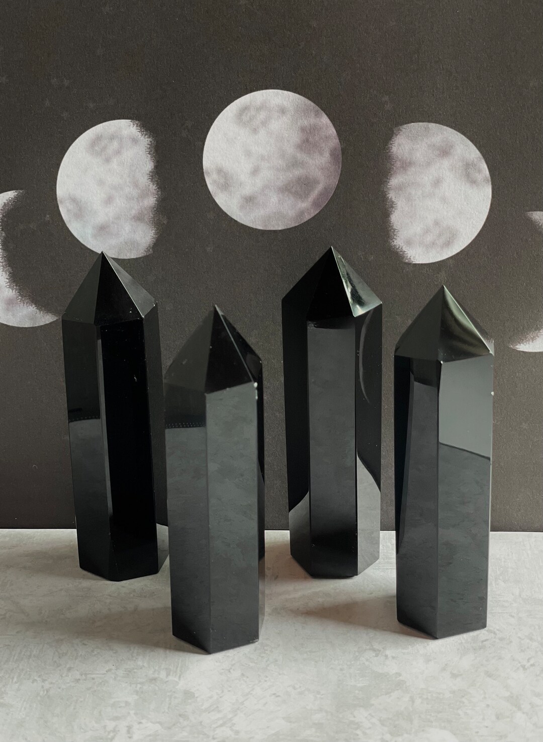 Black Obsidian Towers / Large Tall Towers / Premium Gemstones / Healing ...