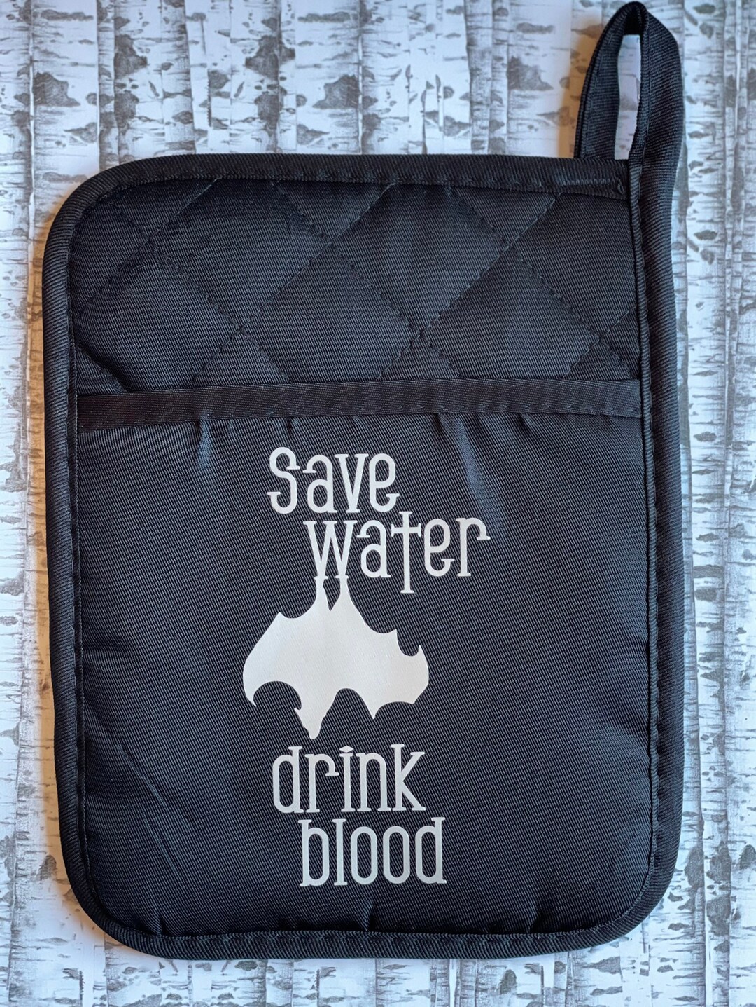 Funny Dish Potholder / Vampire Kitchen / Dark Humor / Save Water, Drink ...