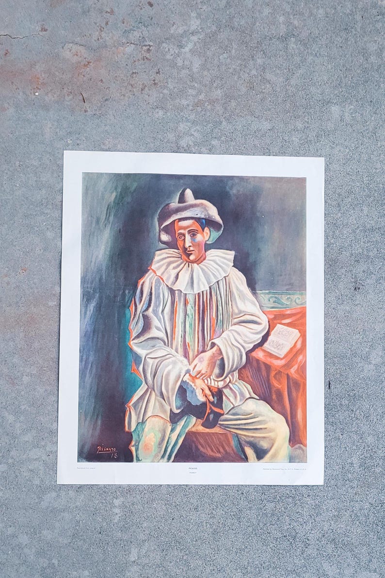 Vintage Picasso Art Print - "pierrot" Clown Portrait - Cubist Wall ...