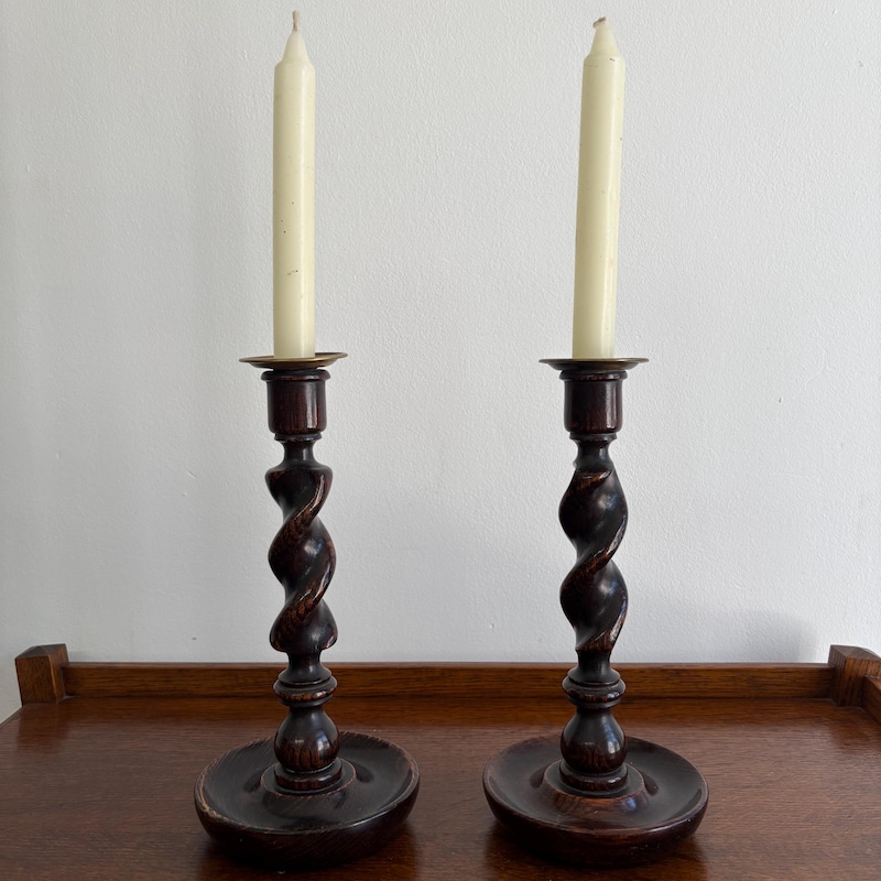 Oak Candlesticks Lamp - Etsy UK