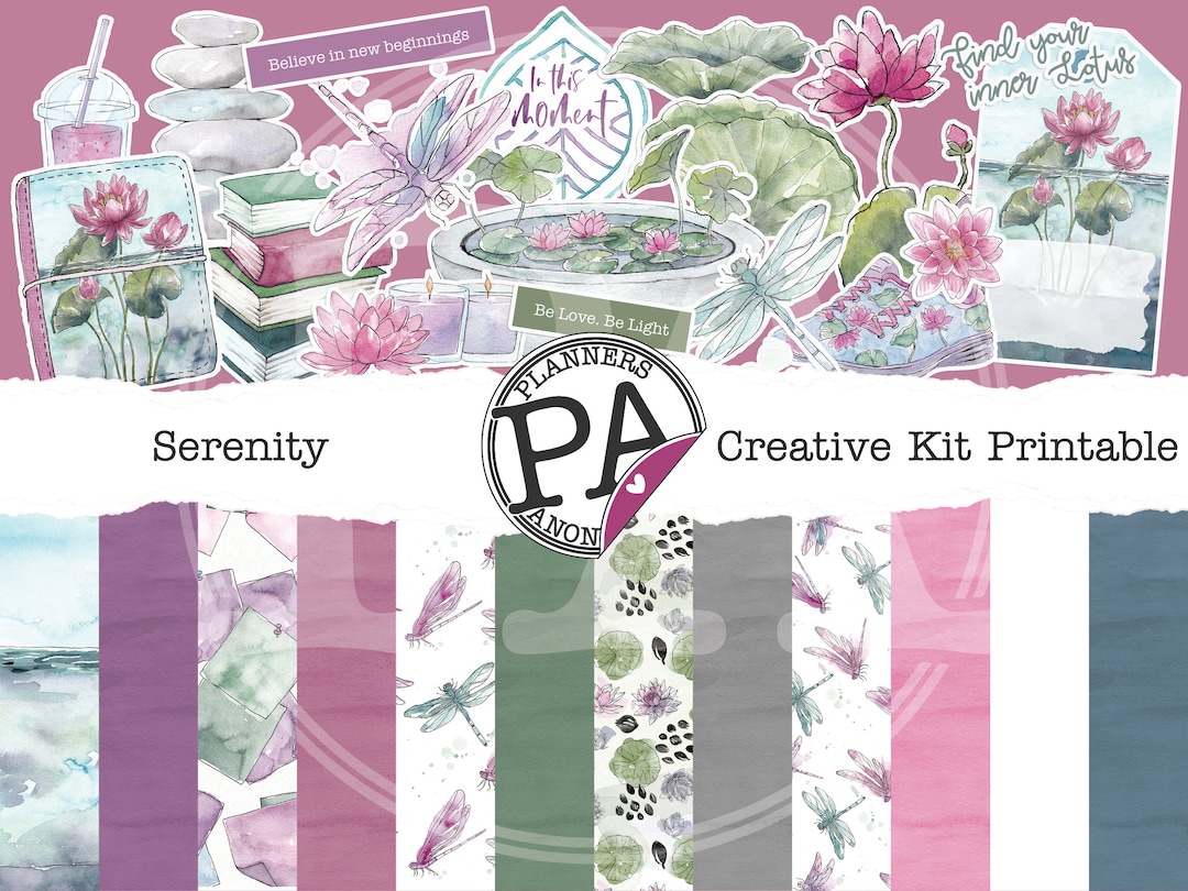 Serenity Creative Kit for Planners, Printable Papers, Printable Stickers for Planning, Bujo ...
