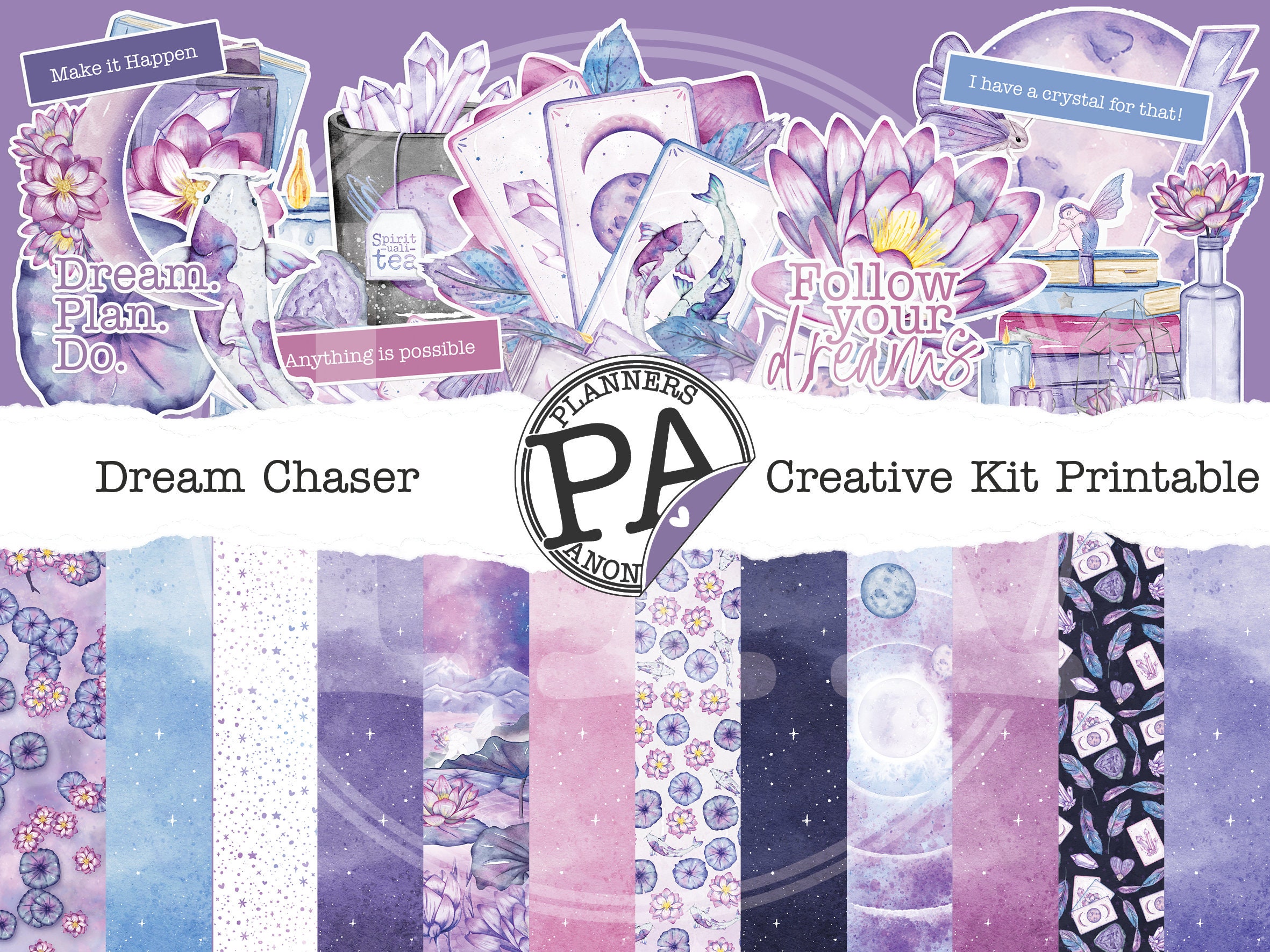 Dream Chaser Creative Kit for Planners, Printable Papers, Printable ...