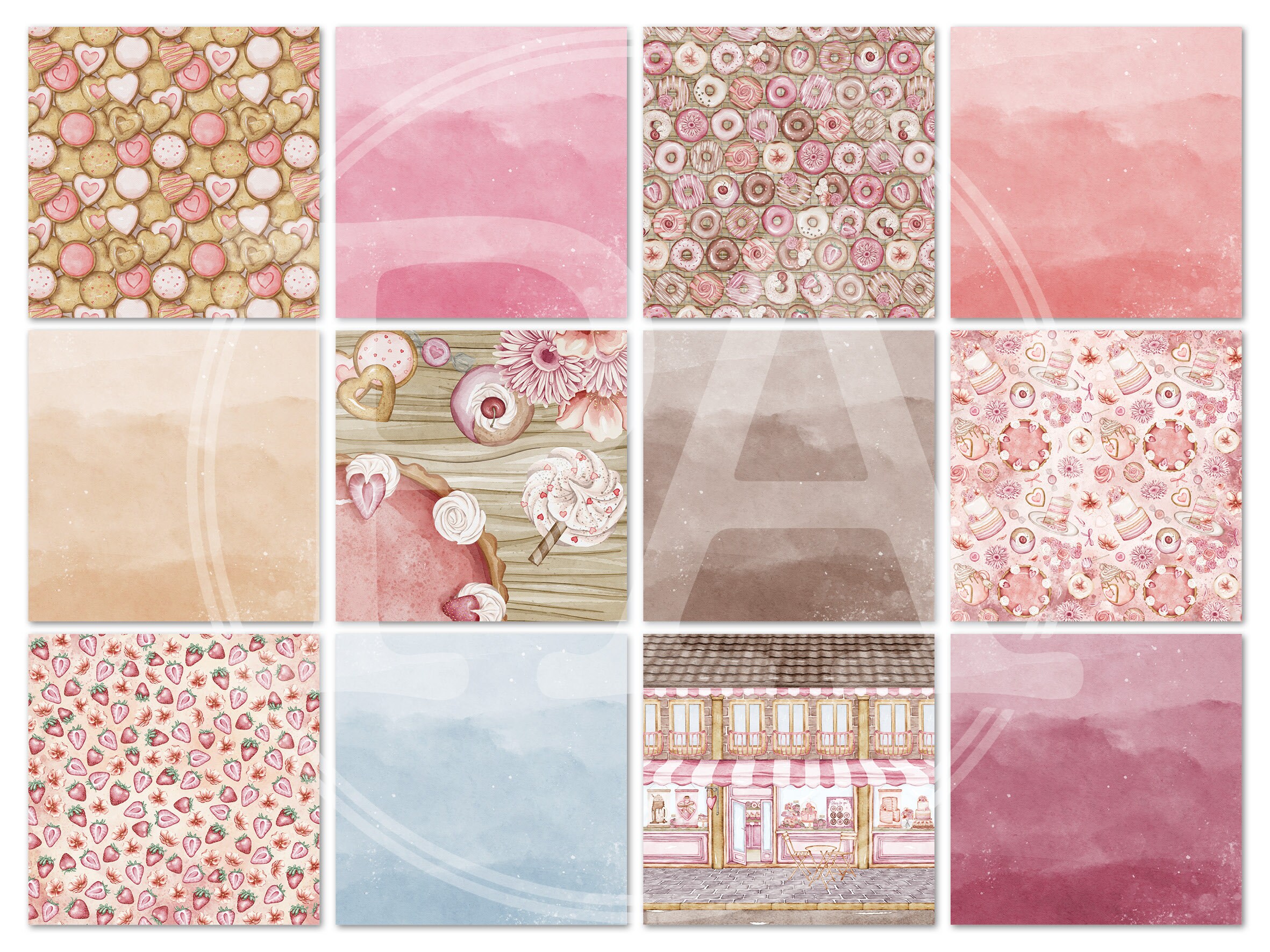 Sweet Art Digital Printable Paper Pack Love and Sweet Treats - Etsy