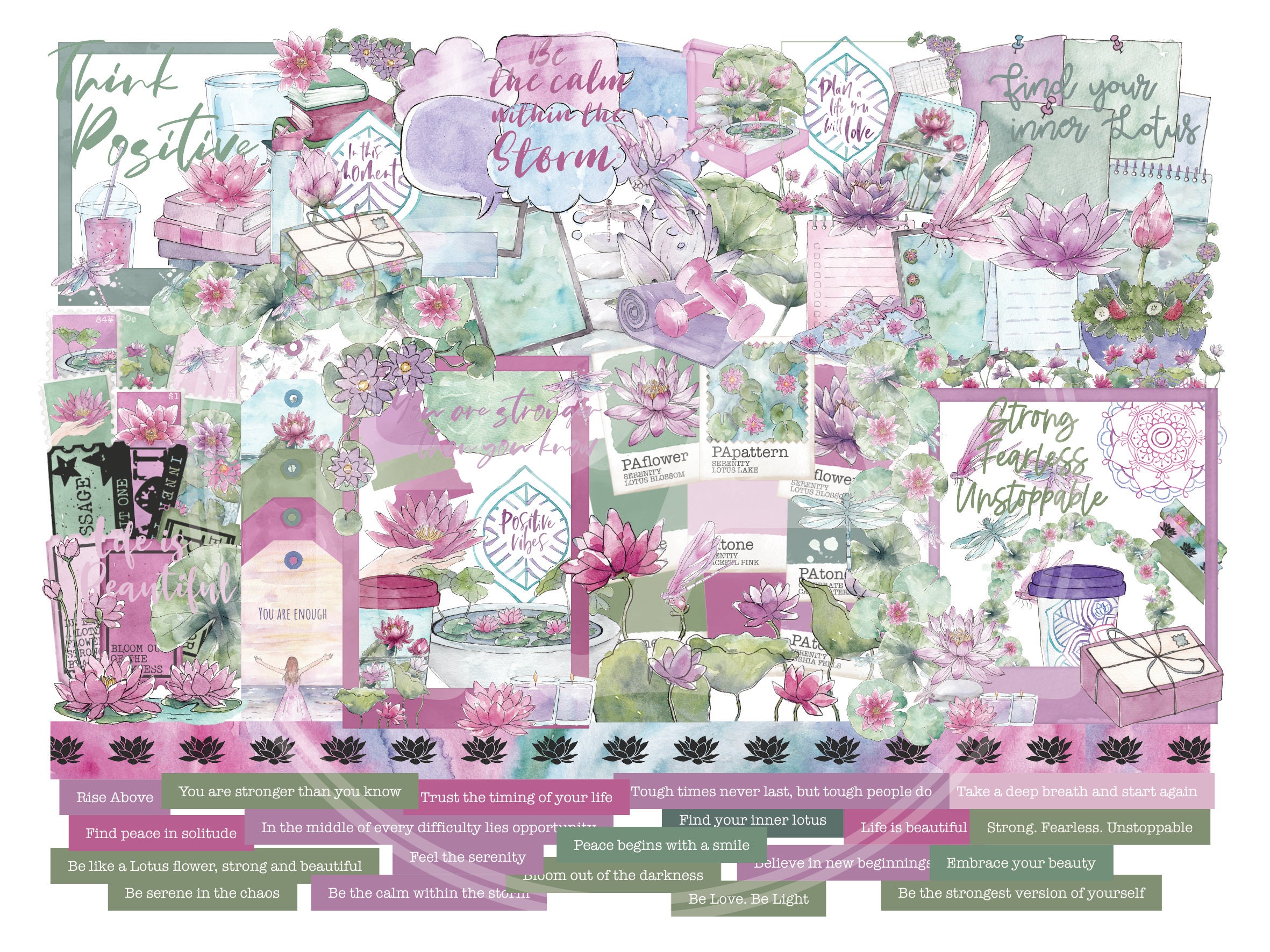 Serenity Creative Kit for Planners, Printable Papers, Printable ...