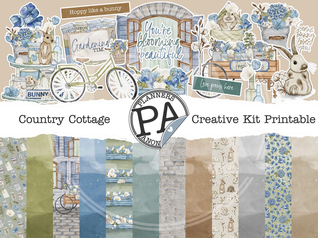 Country Cottage Creative Kit for Planners, Printable Papers, Printable ...