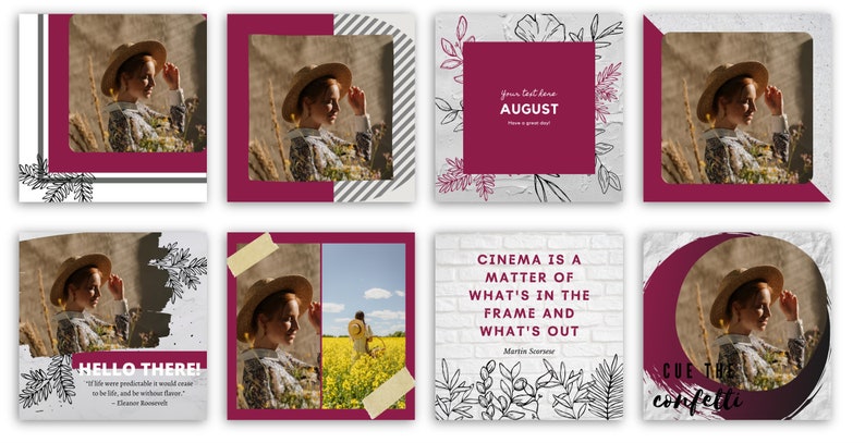 Canva Instagram Template - Maroon White Sketch for Business Account ...