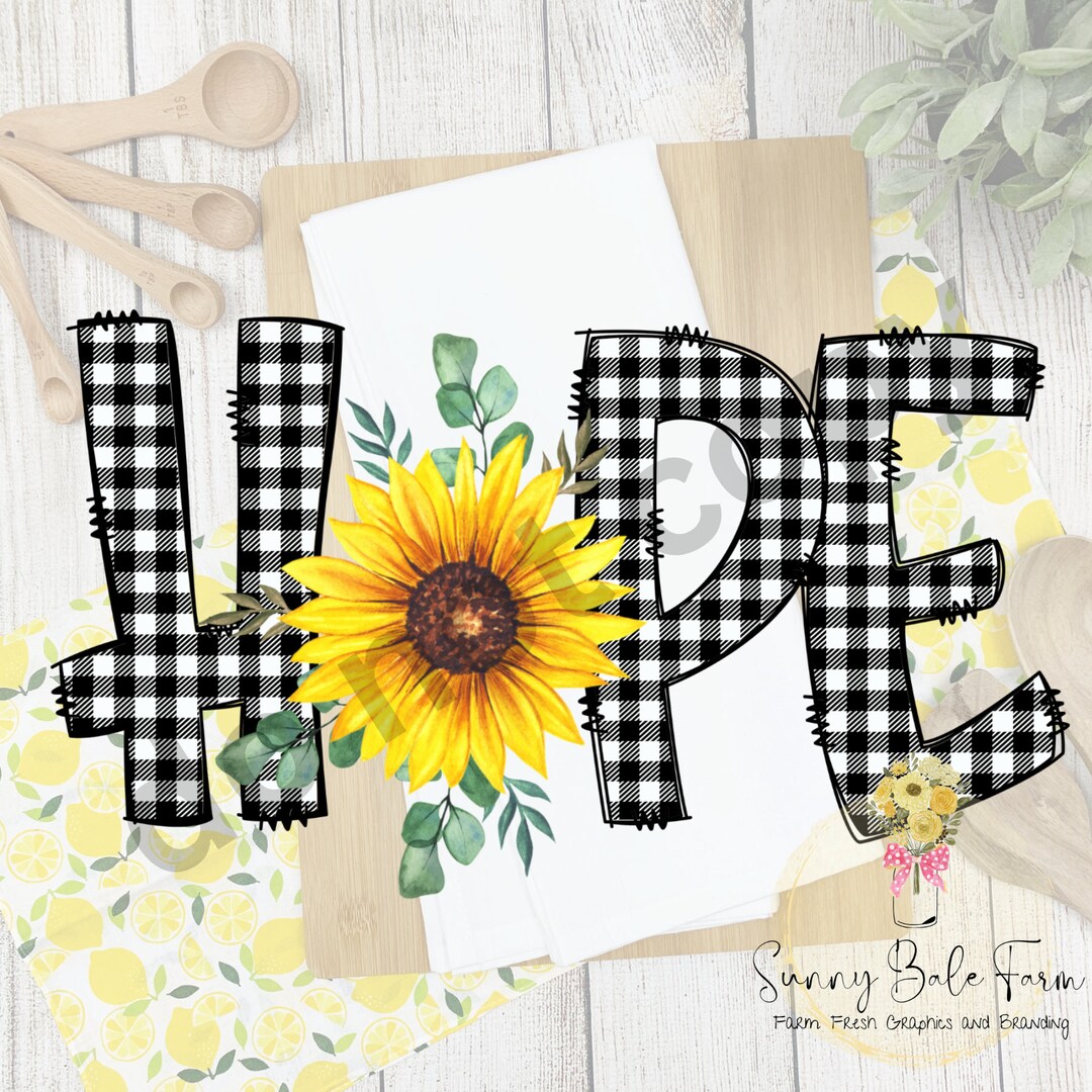 HOPE Buffalo Check Sunflower Png Digital Download - Etsy
