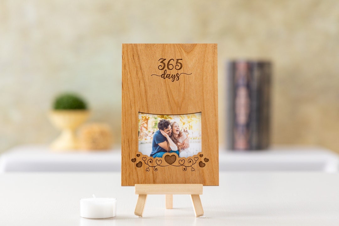365 Days First Anniversary Wood Card, Cute Custom Message, Personalized ...