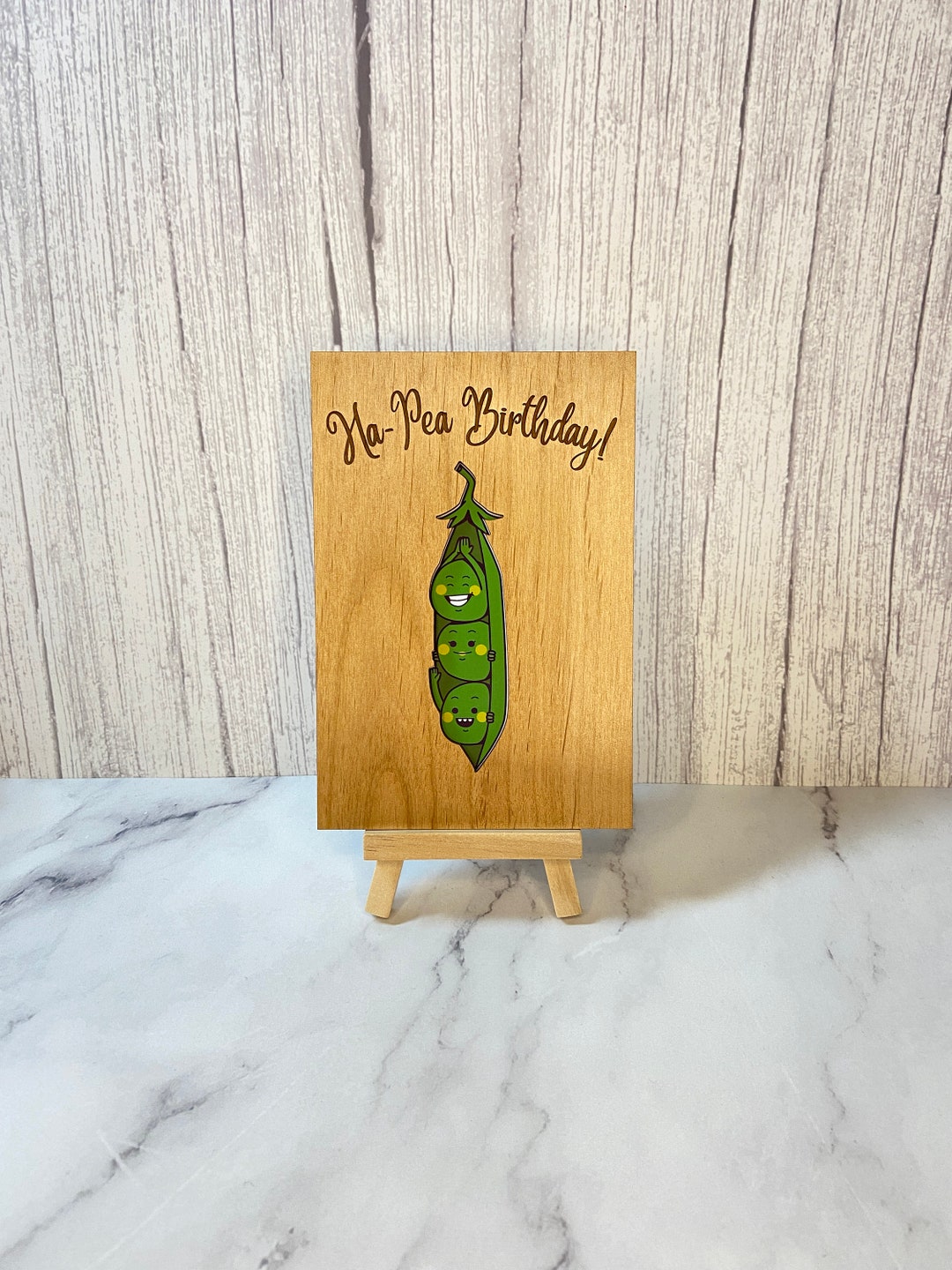 Ha Pea Birthday Wood Card Best Friend Card, Custom Message, Funny Card ...