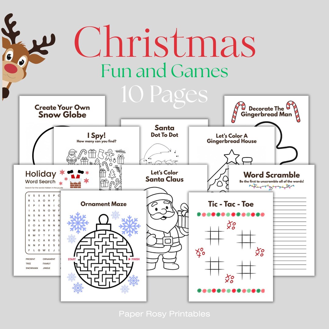 10 Printable Holiday Activities | Christmas Activity Pack | Kids Winter ...