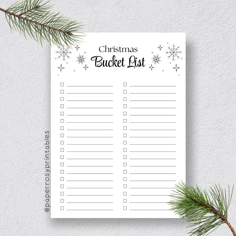 Printable Christmas Bucket List | Holiday Activities Checklist ...