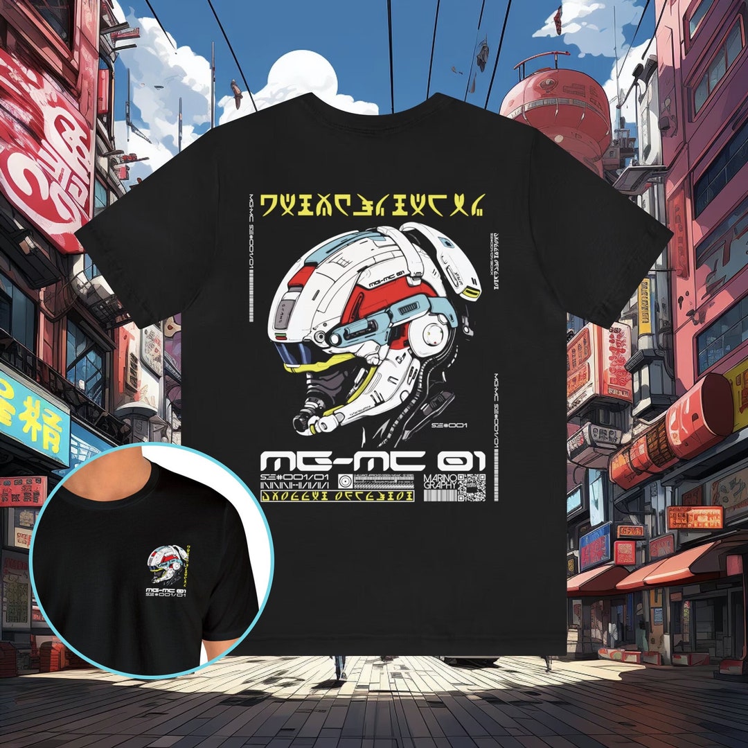 MG-MC SE001/01 Sci-fi Mecha Helmet T-shirt Futuristic Manga-inspired ...