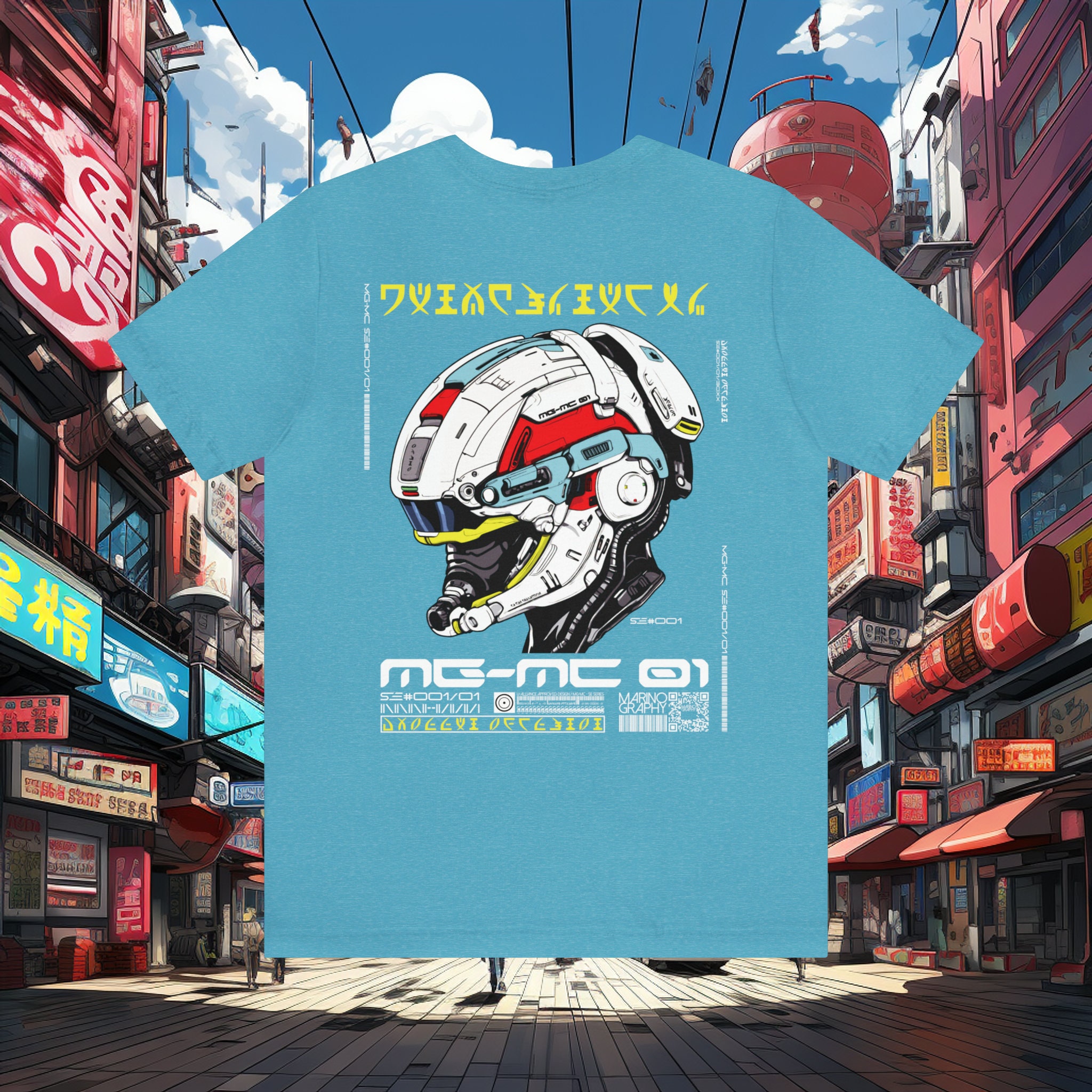 MG-MC SE001/01 Sci-fi Mecha Helmet T-shirt Futuristic Manga-inspired ...