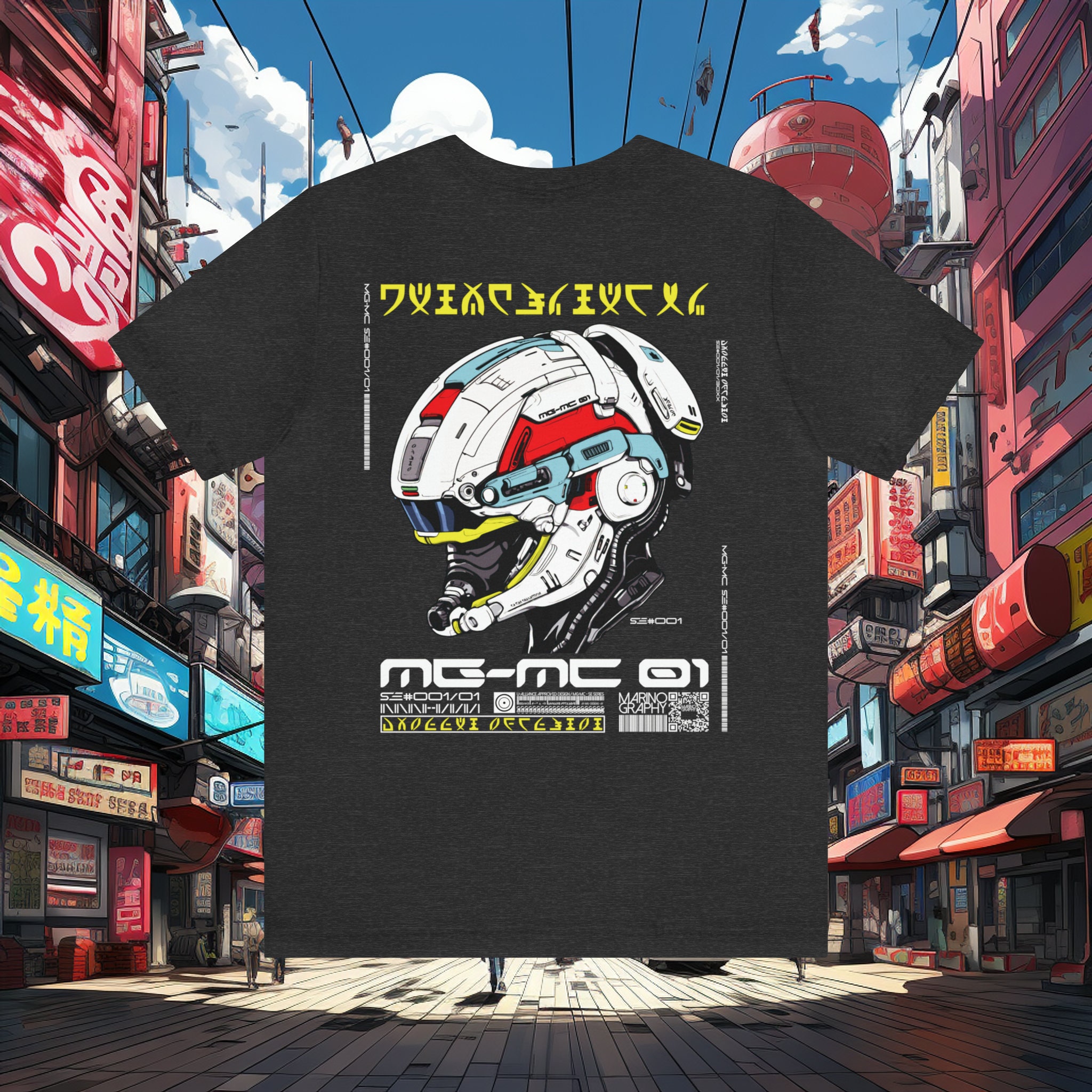 MG-MC SE001/01 Sci-fi Mecha Helmet T-shirt Futuristic Manga-inspired ...