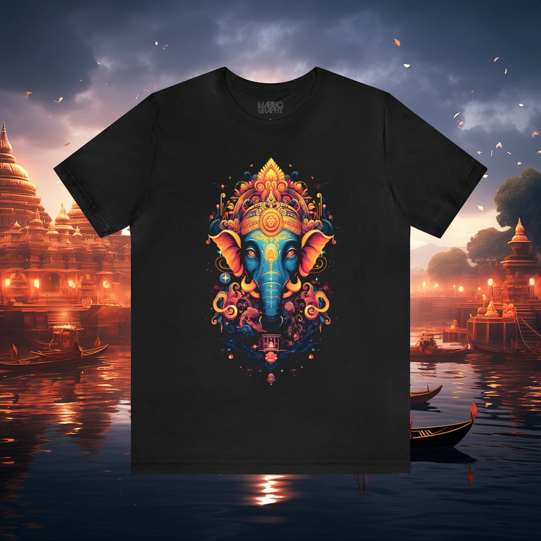 Colorful Ganesha T-shirt Vibrant Hindu God Tee Spiritual Elephant Deity ...