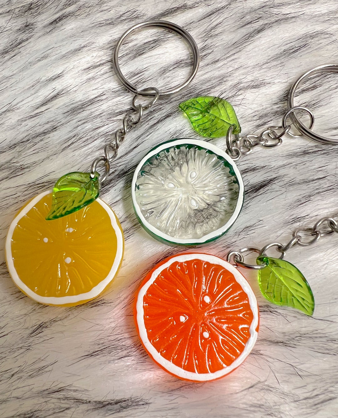 Citrus Fruit Slice Keychain Lemon / Lime / Orange Cartoon-like Fruit ...