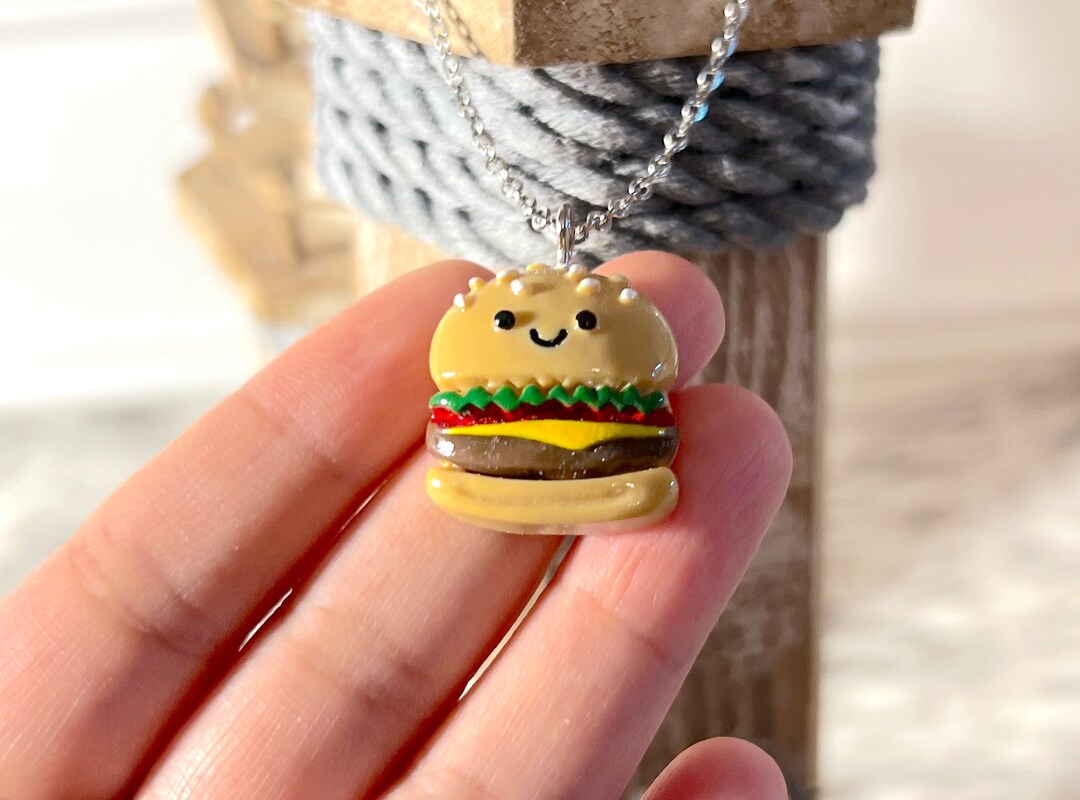 Smiling Burger Necklace Food Accessory Hamburger Necklace - Etsy