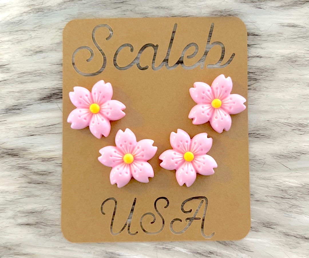 Pink Cherry Blossom Sakura Magnet Set or Push Pin Set of 4 Flower ...