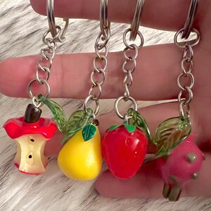 Fruit Keychain Dragon Fruit / Strawberry / Golden Pear / Apple Food ...