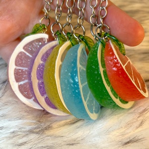 Fruit Slice Keychain Half Slice Citrus Lemon / Lime / Grapefruit / Blue ...