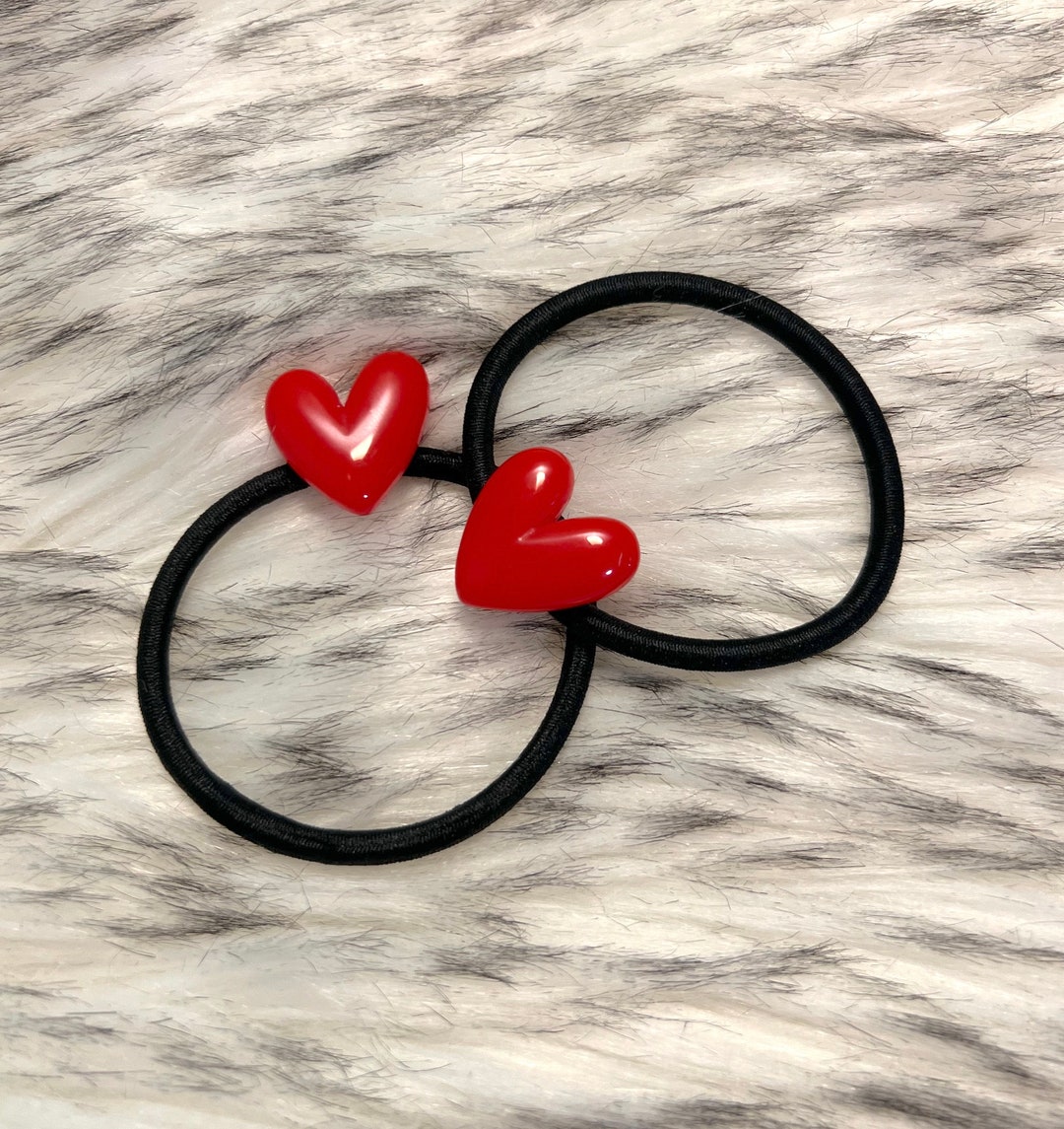 Cute Hair Ties 2 in 1 Set Red Heart Hair Ties - Etsy