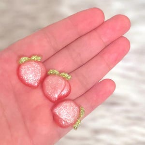Peach Magnet/pushpin Fruit I Pink Glitter Peach Magnets & Pushpins Desk ...