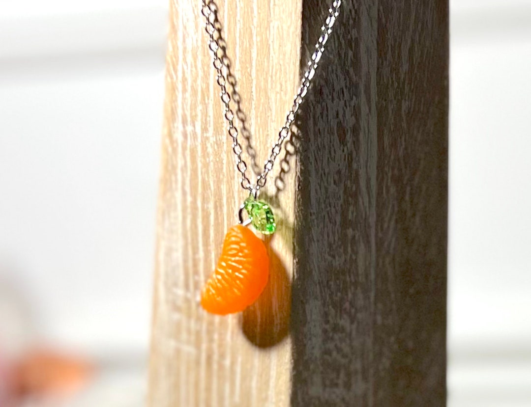Tangerine Necklace Tiny Orange Necklace Food I Fruit I Orange I ...