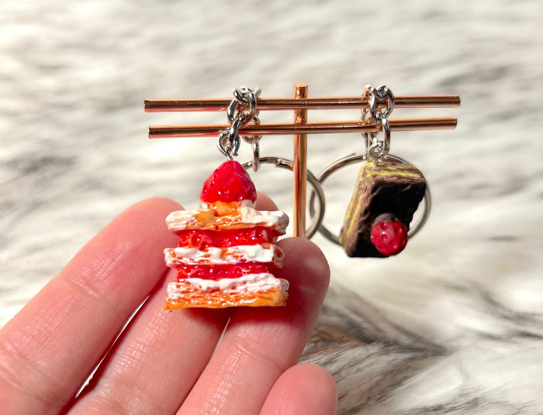 Cake Keychain strawberry Layer Cake / Chocolate Layer Cake Food ...