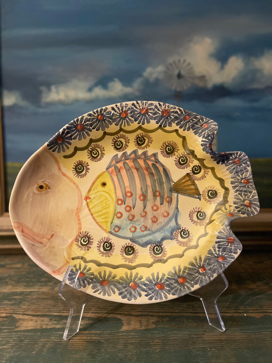 Vintage Large Hand Painted Fish Plate Made in Italy - Etsy