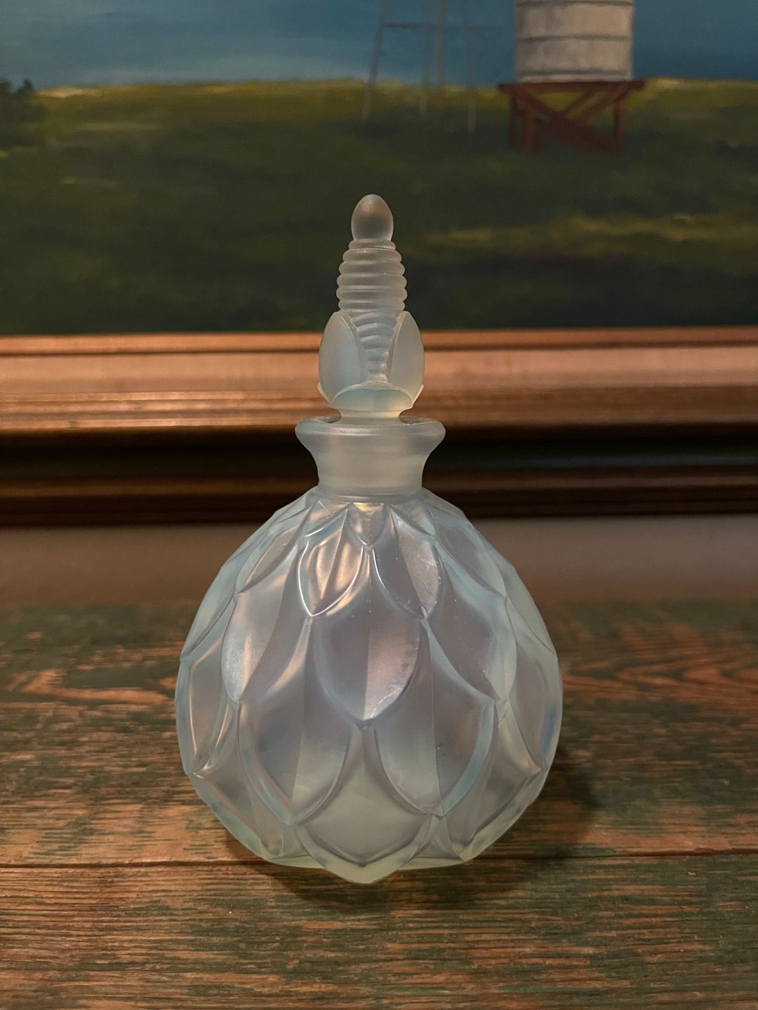 Vintage Blue Opalescent Art Glass Sabino France Perfume Bottle Art Deco ...