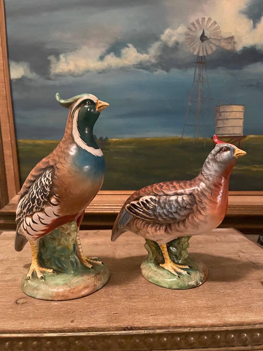 Vintage 1930s Italian Ceramic Quail Figurines: Hand Painted Pair ...