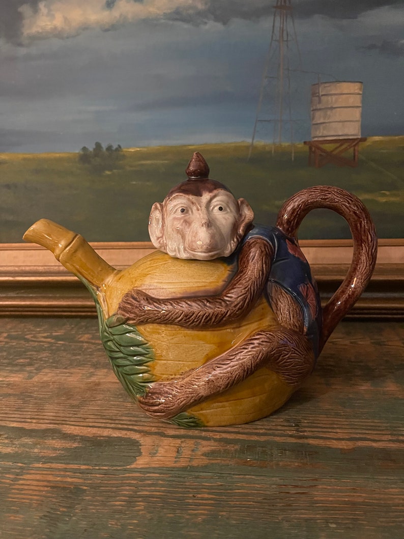 Vintage/antique Majolica Monkey Teapot Mint Condition 1800's - Etsy
