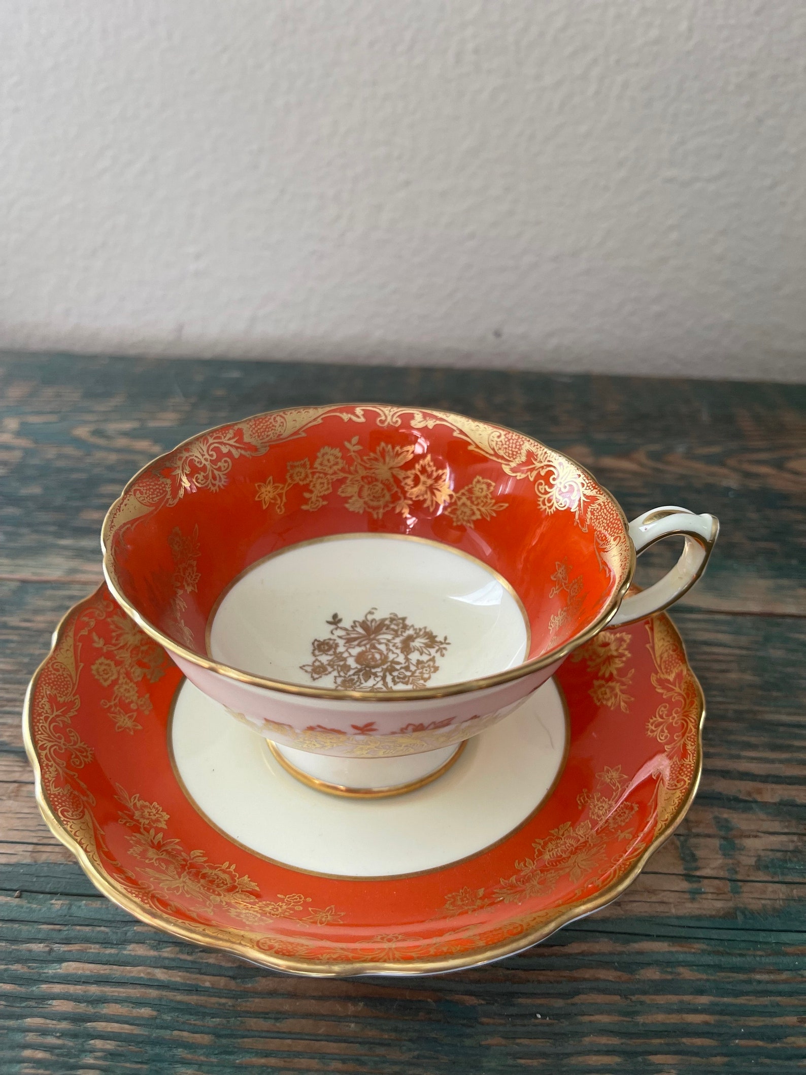 Vintage Hammersley & Co Fine Bone China Teacup Orange With Gold Trim ...