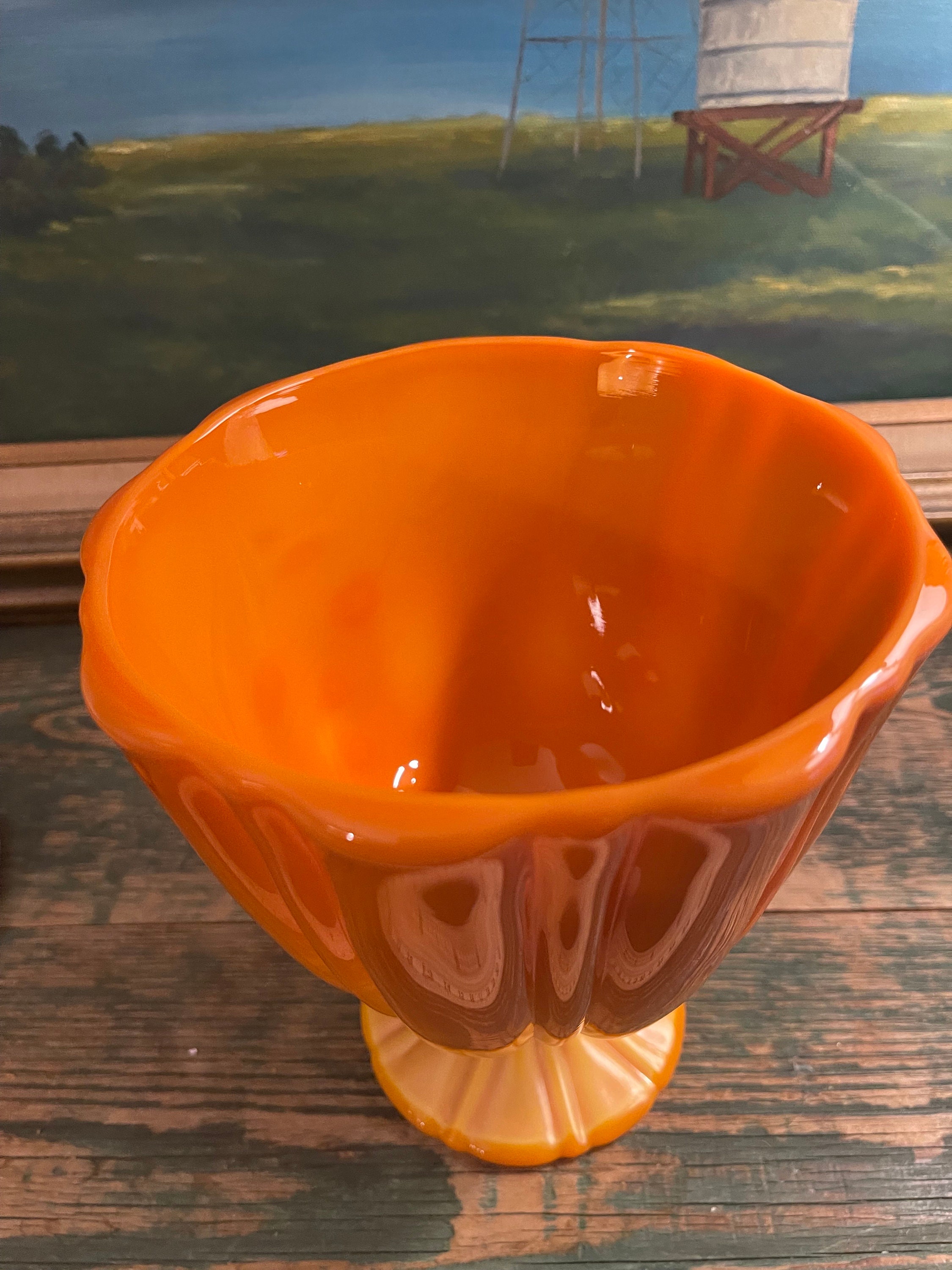 Vintage LE Smith Bittersweet Slag Glass Lidded Apothecary Jar/candy ...