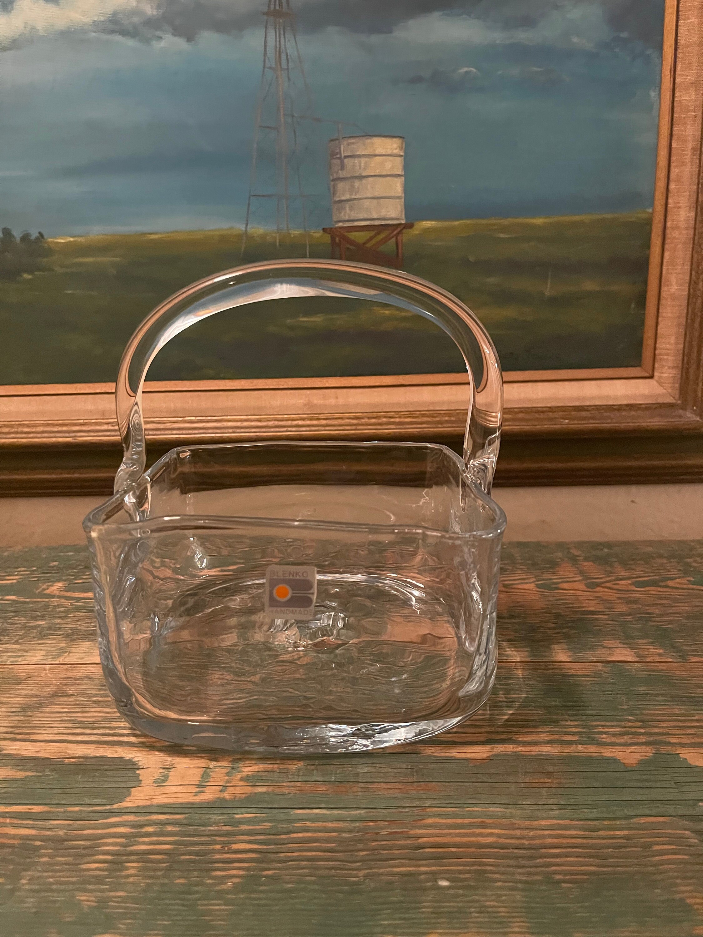 Vintage Blenko Handblown Clear Glass Basket - Etsy