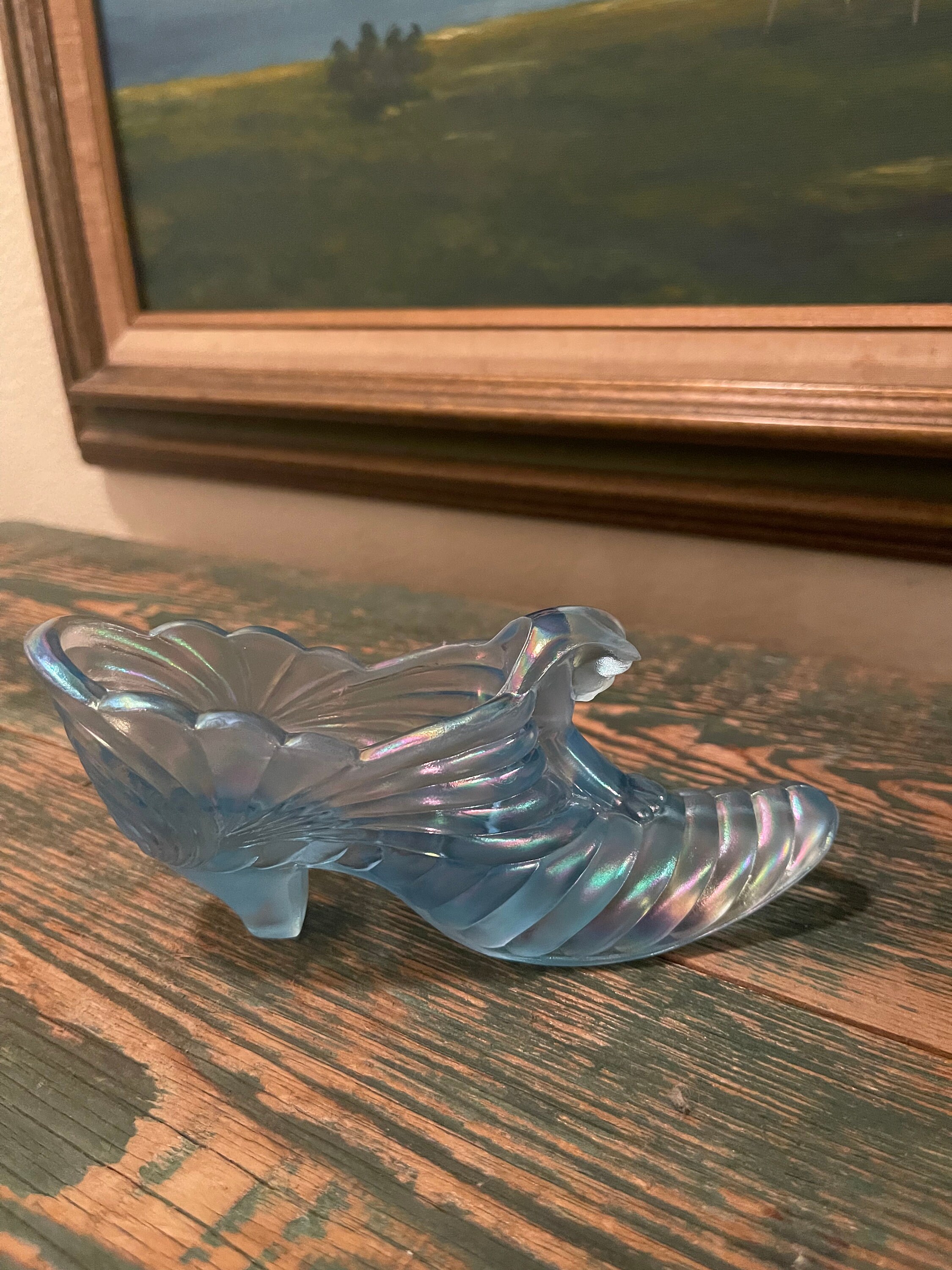 Vintage Fenton Blue Iridescent Cats Head Slipper Shoe - Etsy