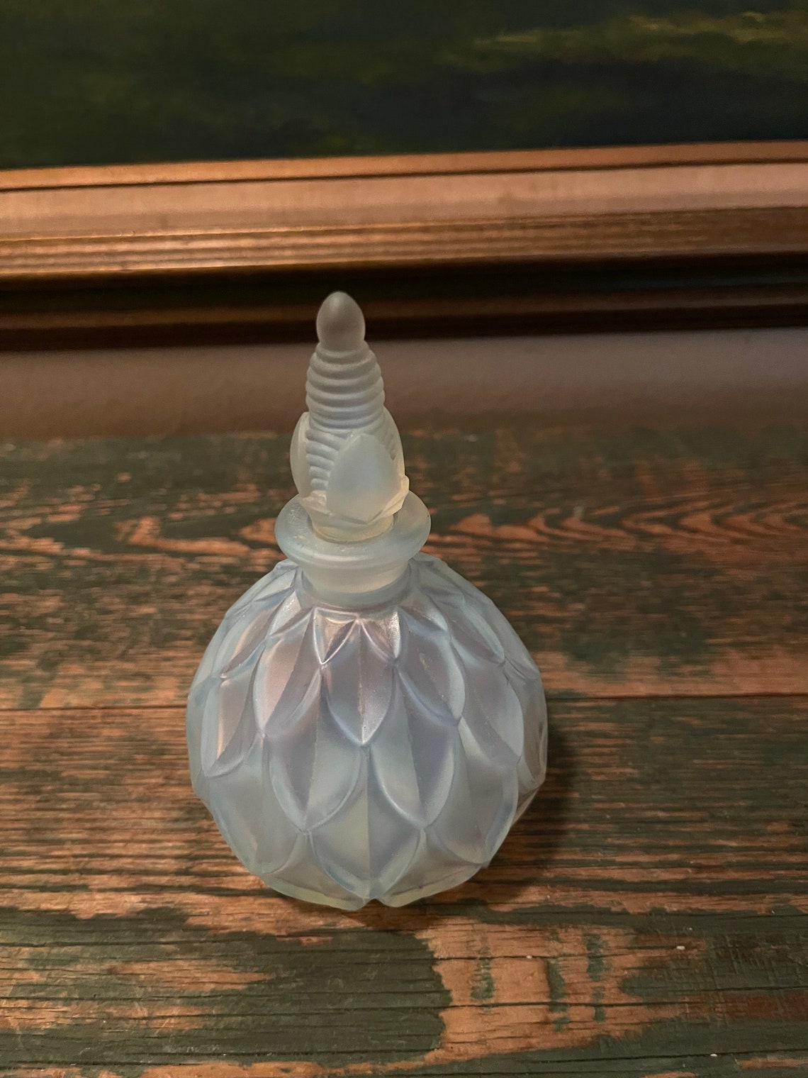 Vintage Blue Opalescent Art Glass Sabino France Perfume Bottle Art Deco ...