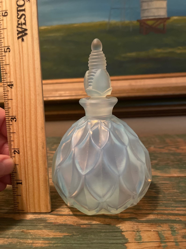 Vintage Blue Opalescent Art Glass Sabino France Perfume Bottle Art Deco ...