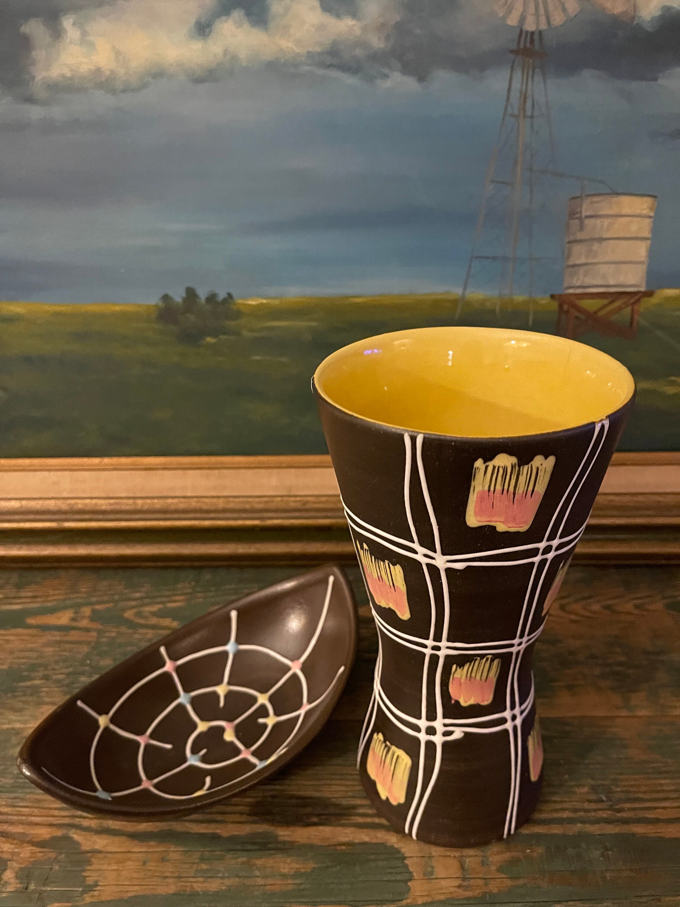 Vintage Eckhardt and Engler Modernist Art Pottery Vase and Matching ...